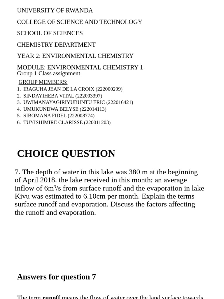 Group 1 Class Assignment For Q7 | PDF | Evaporation | Water