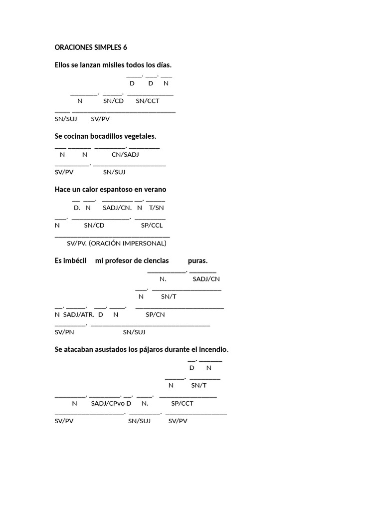 Análisis de Oraciones Simples | PDF