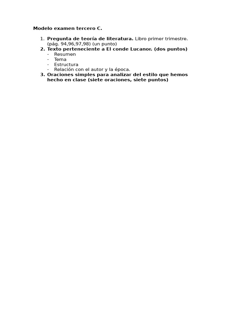 Modelo Examen Tercero C (2 Eva) | PDF