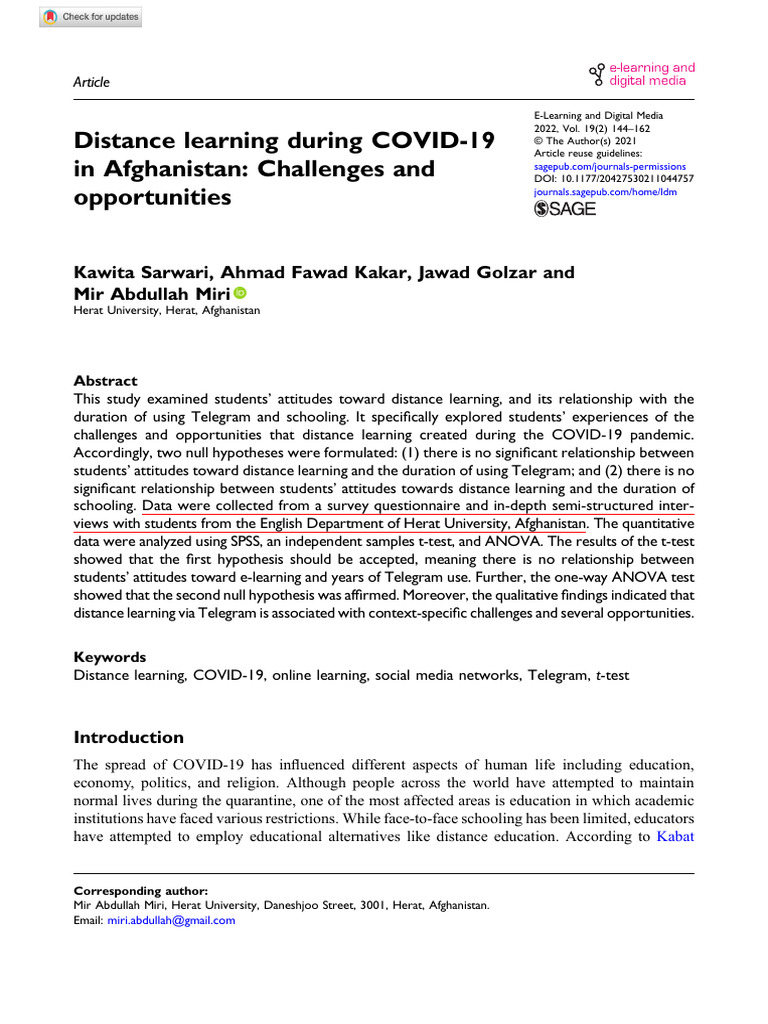 Distance Learning During COVID-19 | PDF | Educational Technology ...