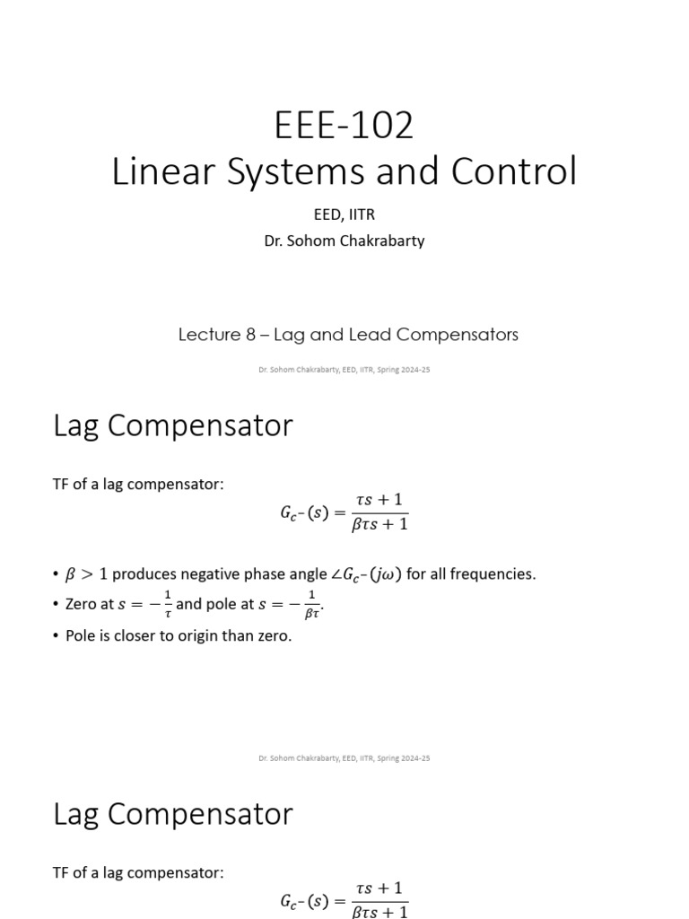 Lag and Lead Compensators Guide | PDF | Telecommunications Engineering ...