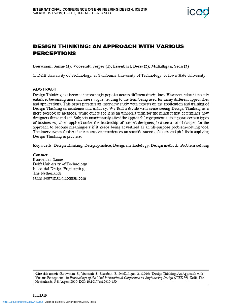 design-thinking-an-approach-with-various-perceptions | PDF | Design Thinking | Knowledge