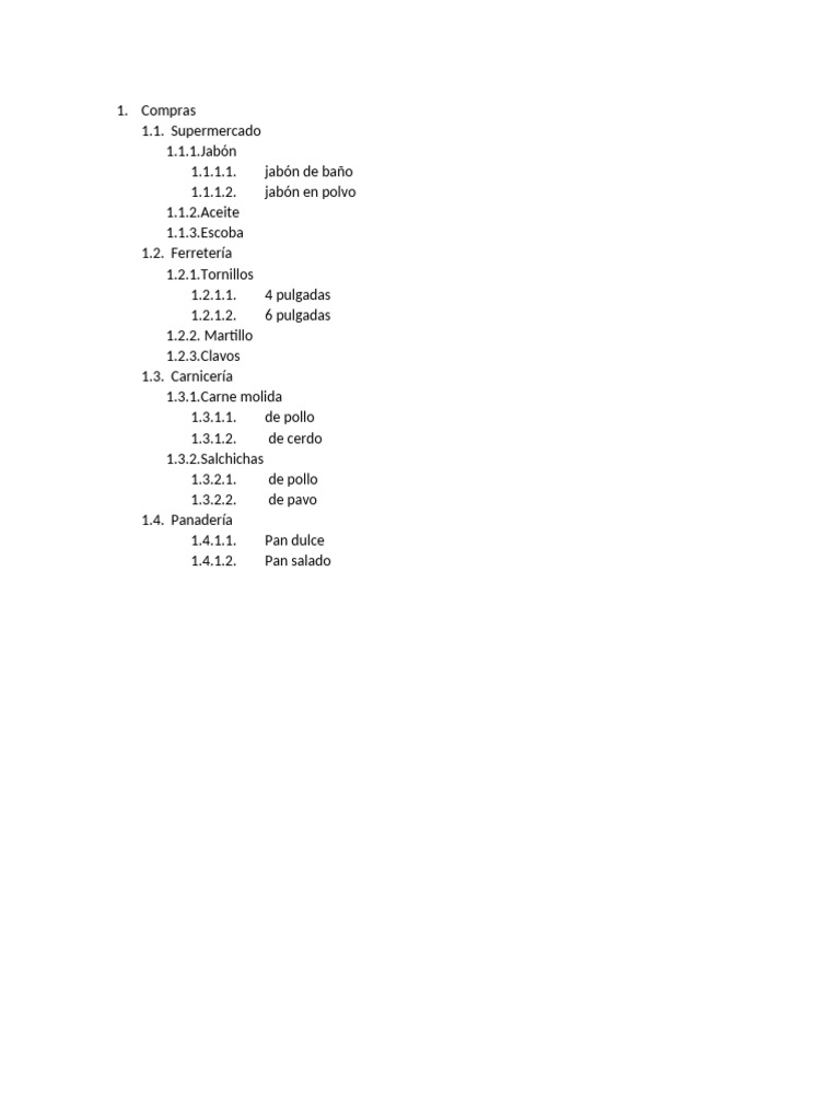 Lista Multinivel para Word | PDF