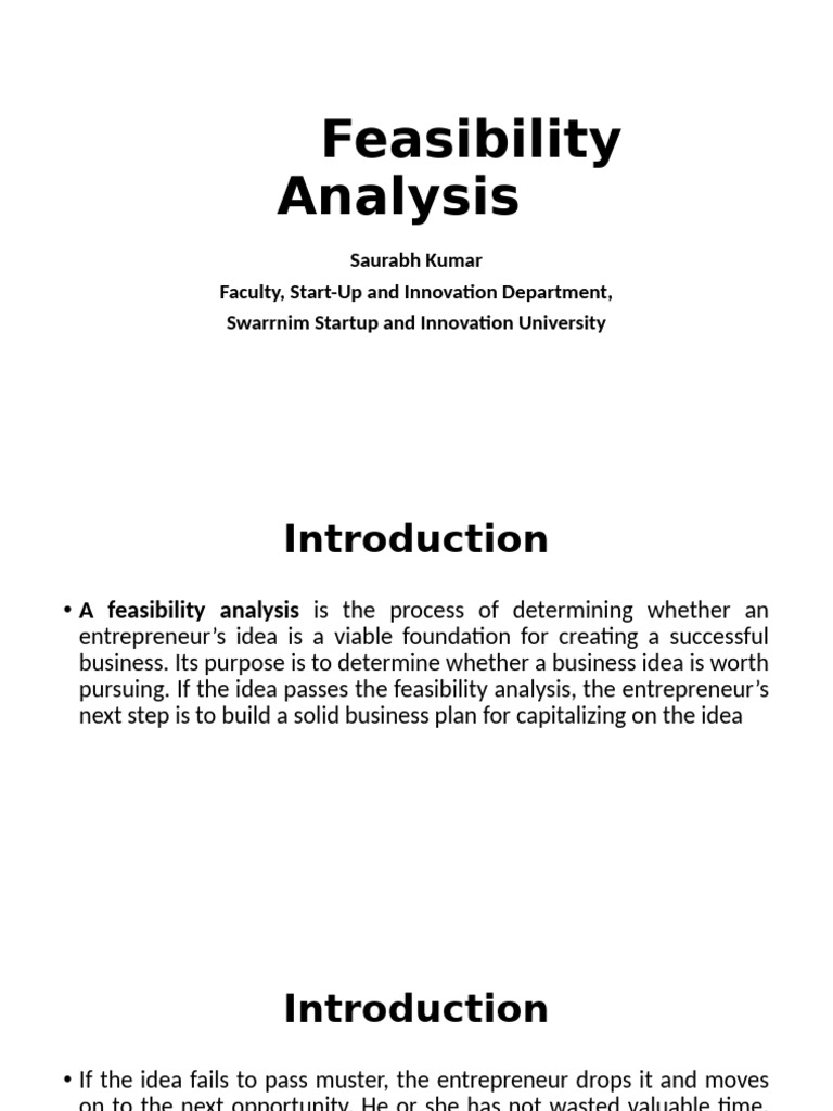 Feasibility Analysis for Startups | PDF | Entrepreneurship | Business