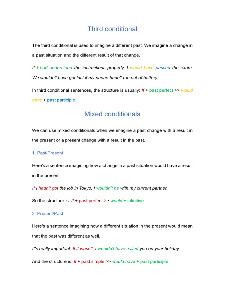 Mixed Conditionals | PDF