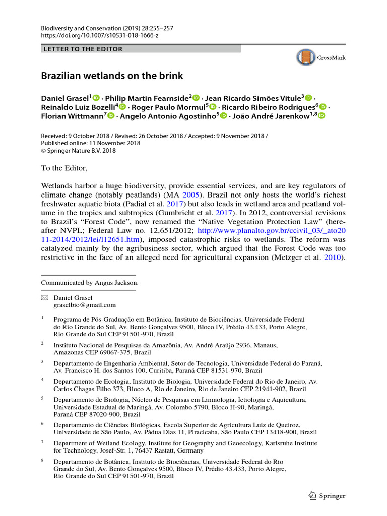 2019a - Brazilian wetlands on the brink | PDF | Brazil | Earth Sciences