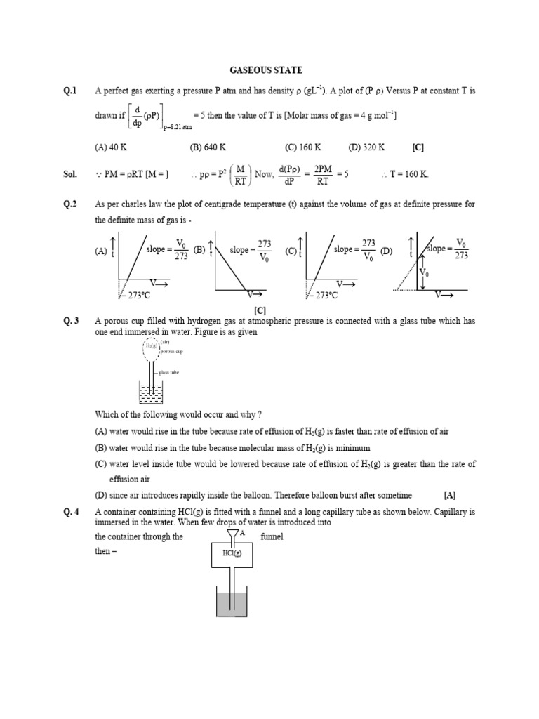 Gaseous State: Properties and Laws | PDF | Gases | Pressure