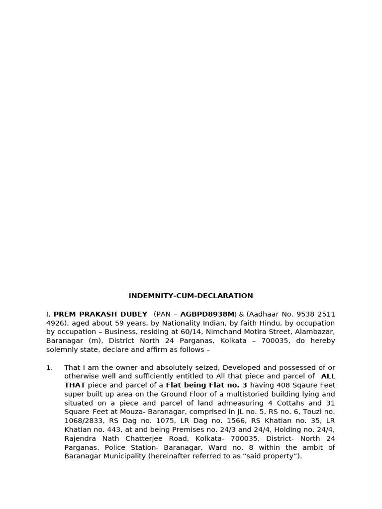 Declaration for Updated Tax Receipt & Khajna Dakhila & Residential Use ...