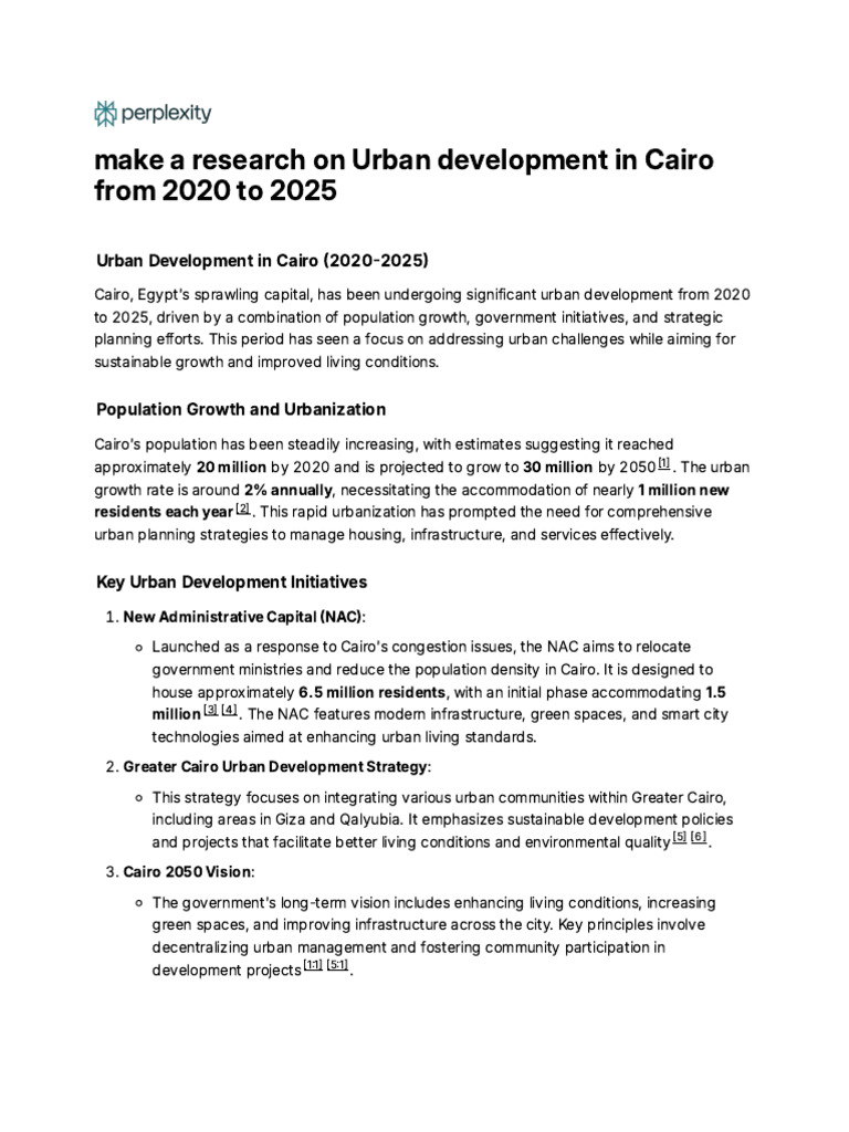 Cairo Urban Development 2020-2025 Insights | PDF | Urban Sprawl ...