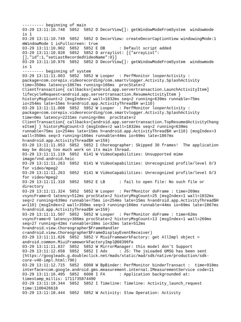 logcat_1711735870562 | PDF | Computing | Software
