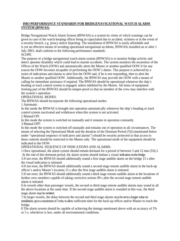 Performance Standard Bnwas | PDF