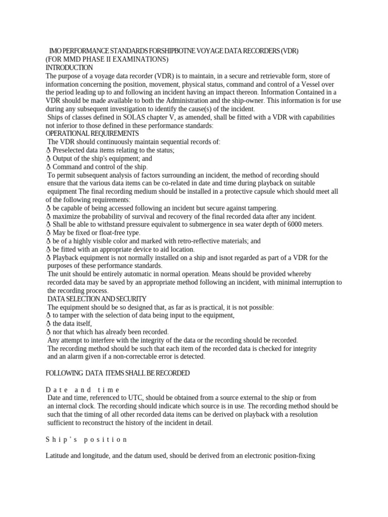 VDR Performance Standards Guide | PDF | Radar | Ships