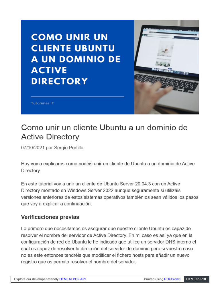Tutorialesit Com Como Unir Un Cliente Ubuntu A Un Dominio de | PDF | sistema de nombres de ...