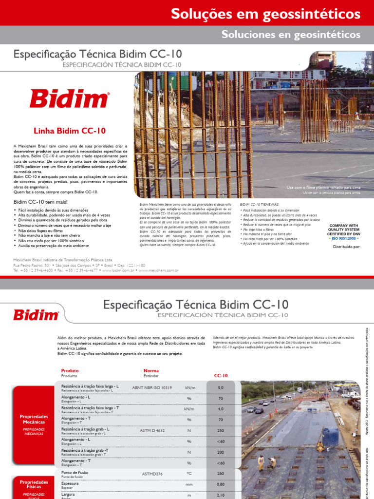 Bidim CC-10: Solução para Cura de Concreto | PDF | Materiais | Setor ...
