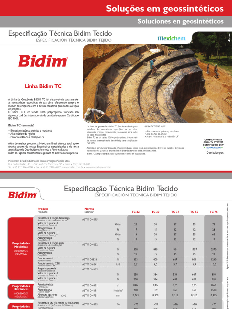 Geotextiles Bidim TC: Calidad y Rendimiento | PDF | Ciencias fisicas ...