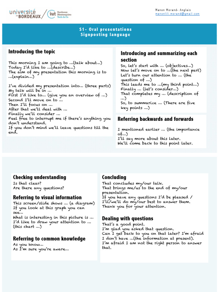 Effective Signposting for Presentations | PDF | Cognition | Cognitive ...