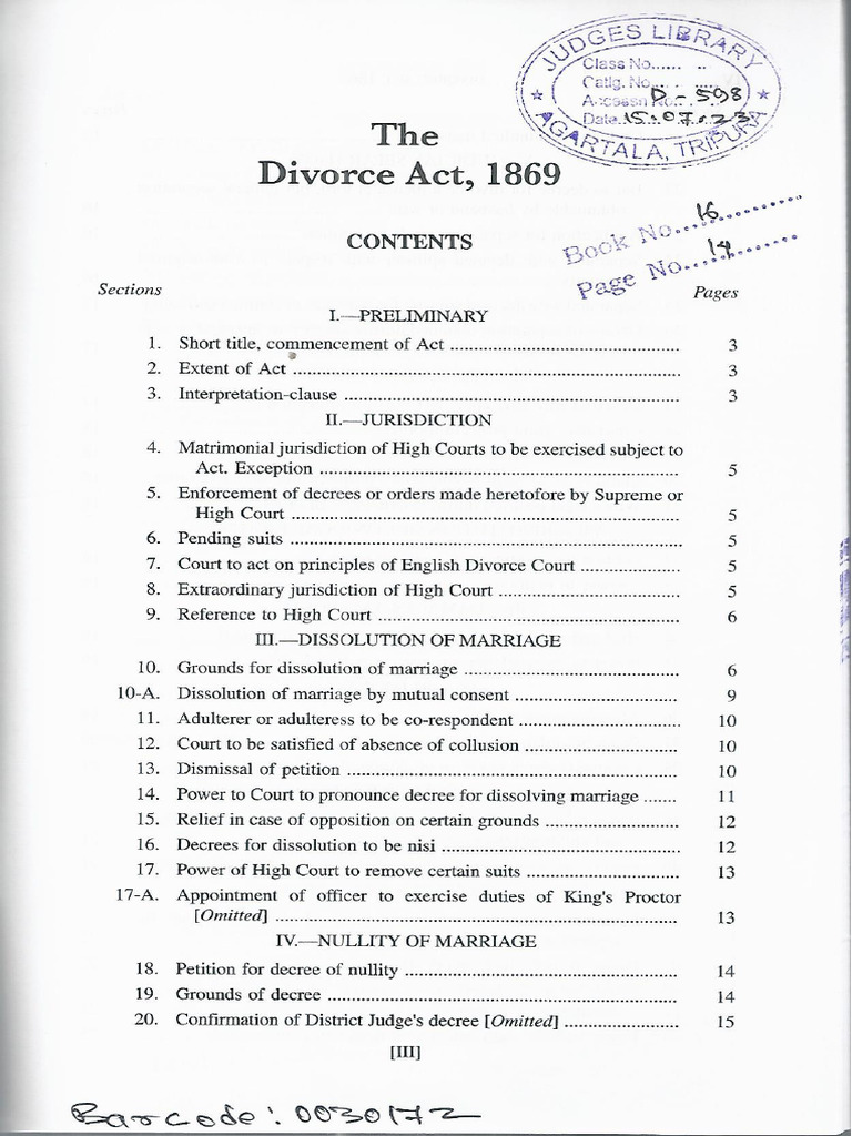 Divorce Act, 1869 | PDF