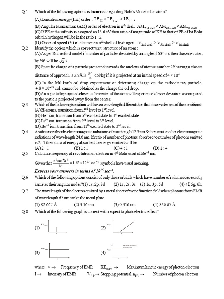 Atomic Structure Questions and Answers | PDF | Atomic Orbital | Electron