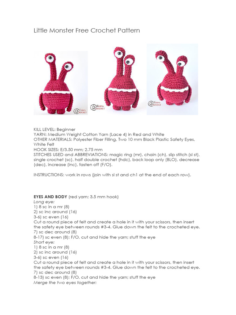 Little Monster Crochet Pattern Guide | PDF | Crochet | Crafts