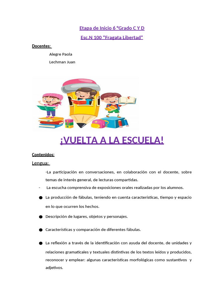 Etapa de Inicio 6 ° 2025 Esteeeeeeeeee | PDF | Reservorio | Ciencias de ...