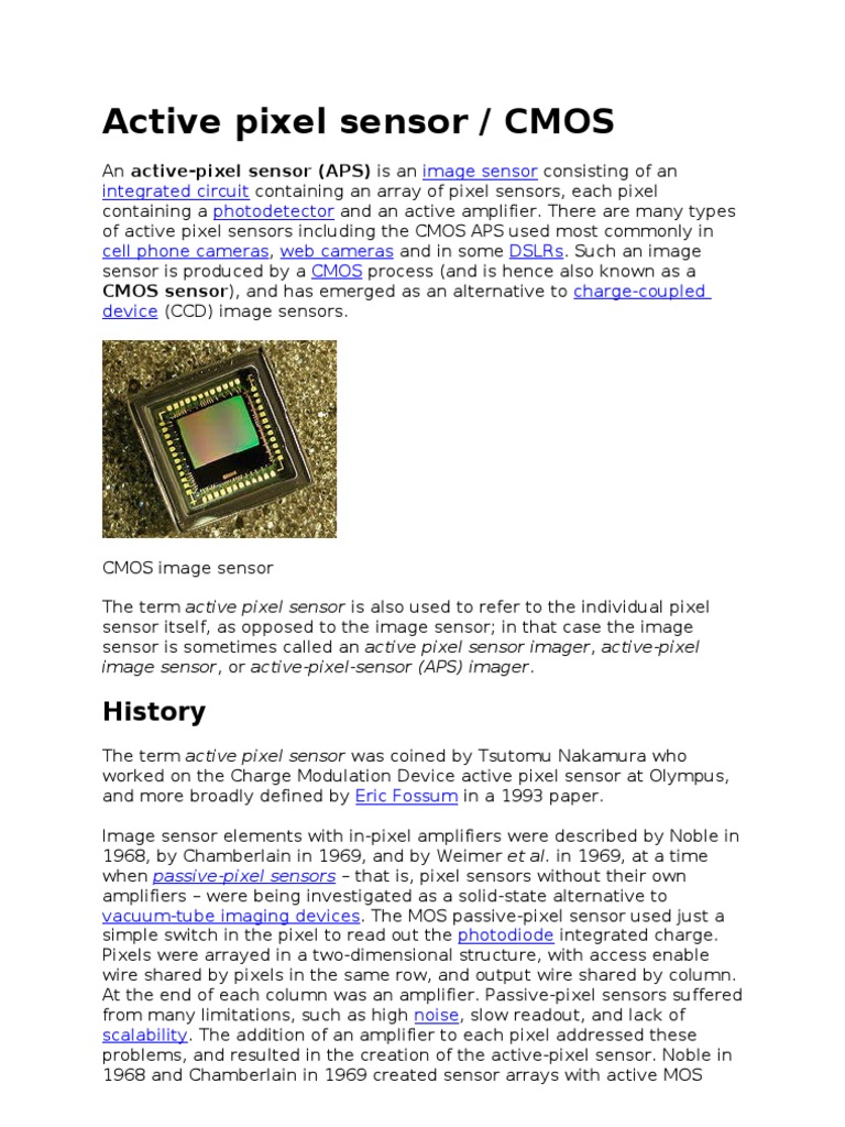 Active Pixel Sensor / CMOS: History | PDF | Electronic Engineering ...