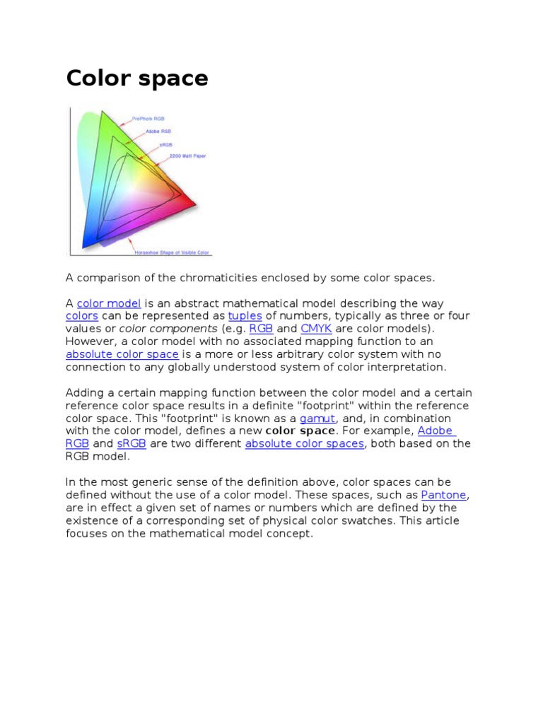 Overview of Color Spaces and Models | PDF | Rgb Color Model | Color