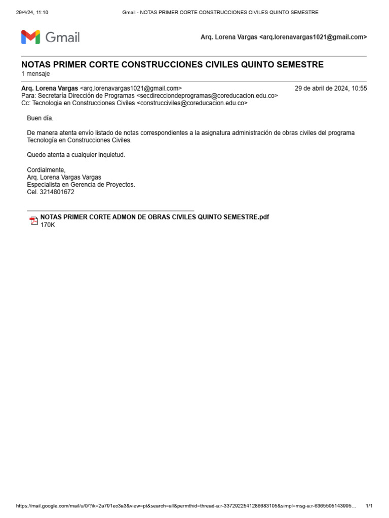 COMPROBANTE ENVÍO DE NOTAS A DIRECCION DE PROGRAMAS | PDF