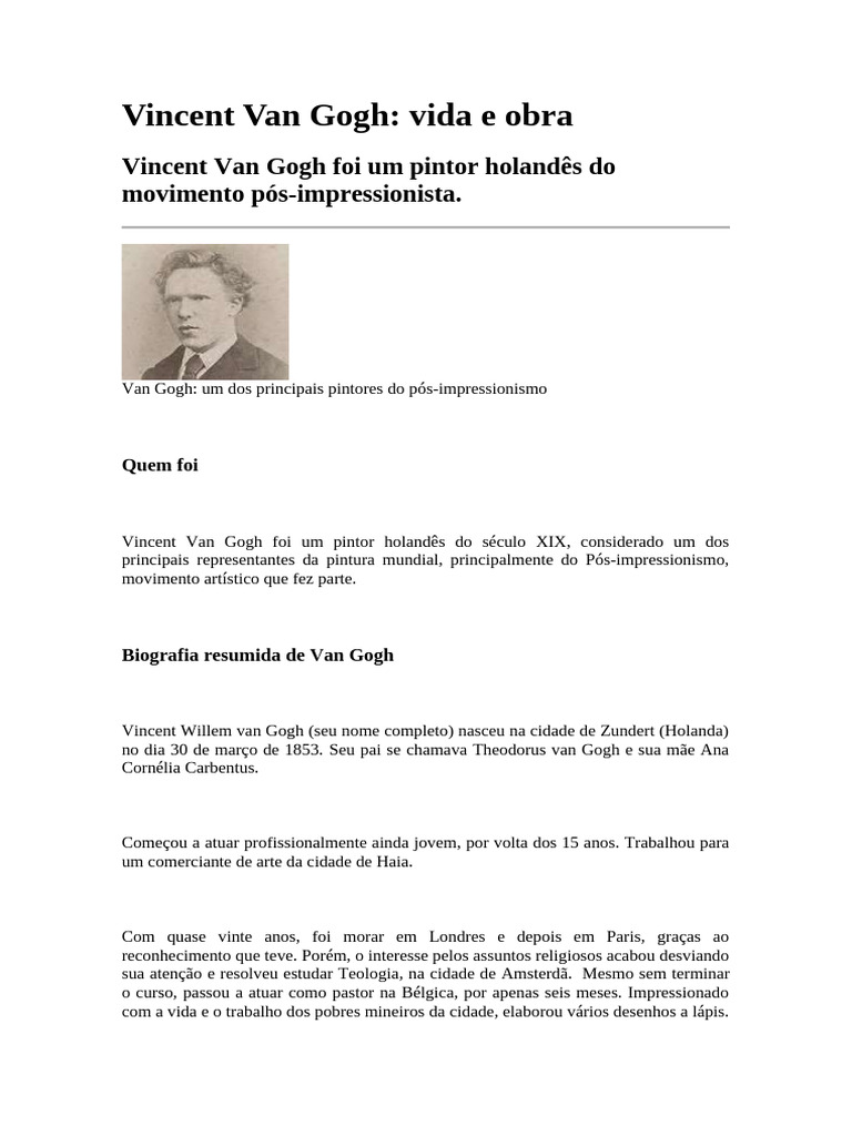 Vincent Van Gogh | PDF | Leonardo da Vinci | Vincent Van Gogh