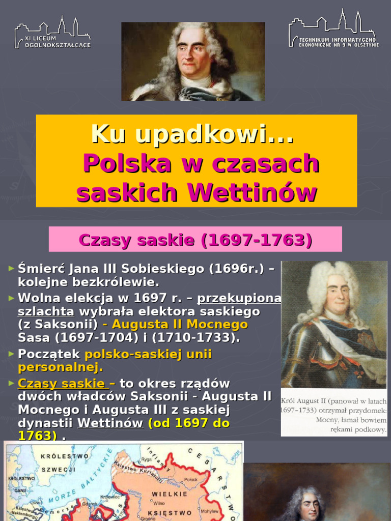 Lekcja 44 - Polska w czasach saskich Wettinów | PDF