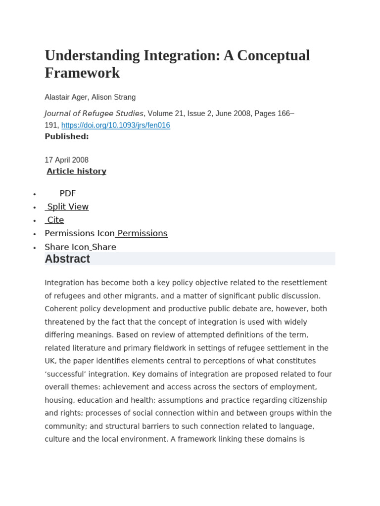 Understanding Integration Imortant | PDF | Refugee | Rights