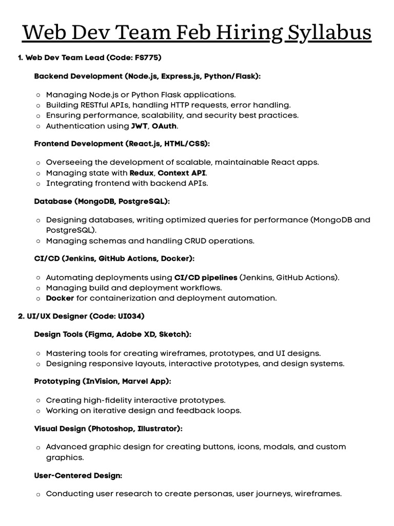 Web Dev Team Hiring Syllabus | PDF | Web Development | Software
