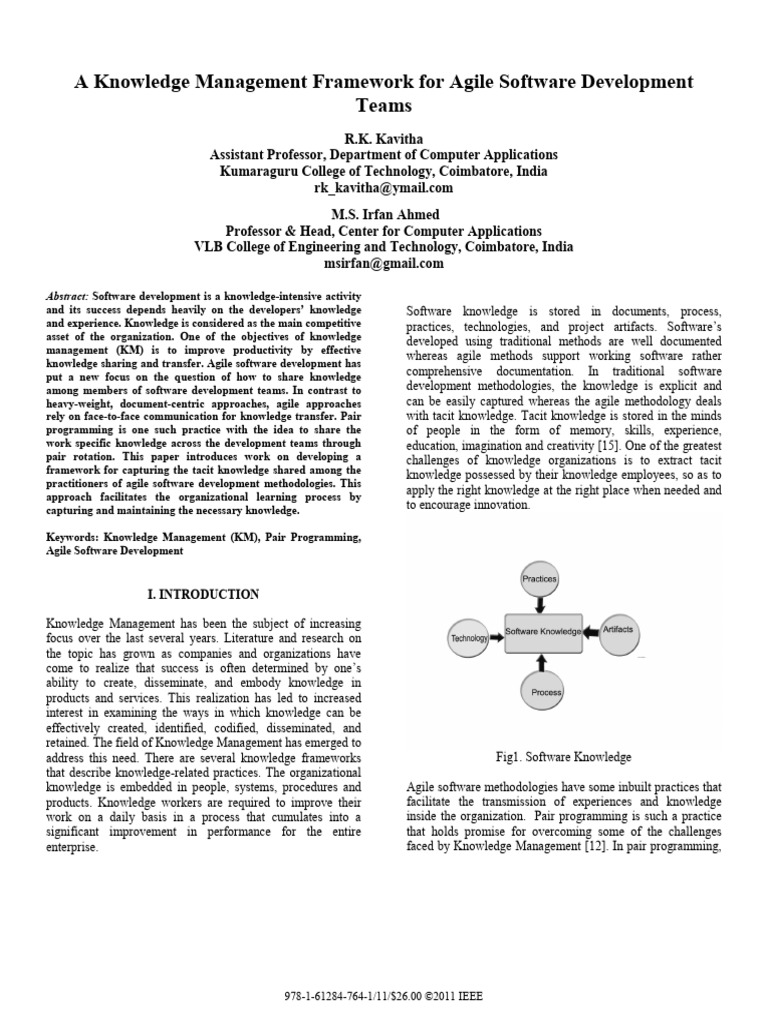A Knowledge Management Framework For Agile Software Development Teams ...