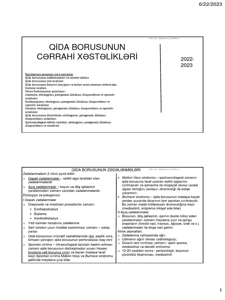 3. QİDA BORUSUNUN XƏSTƏLİKLƏRİ - 2023 | PDF