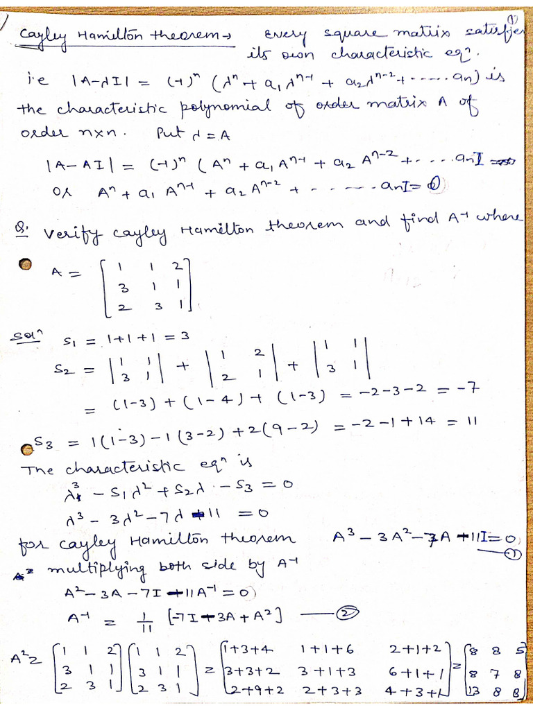 cayley Hamilton theorem | PDF