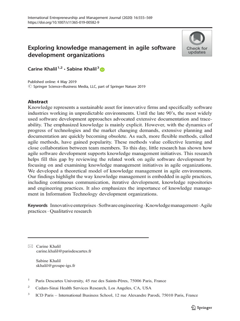 Exploring Knowledge Management in Agile Software Development ...