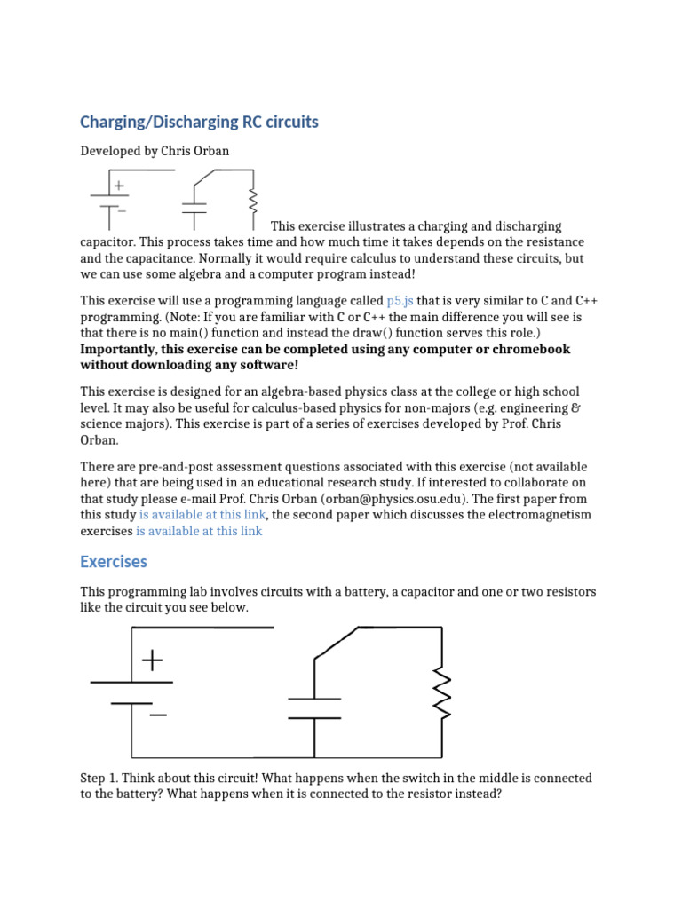 RC Exercises | PDF | Capacitor | Electrical Network