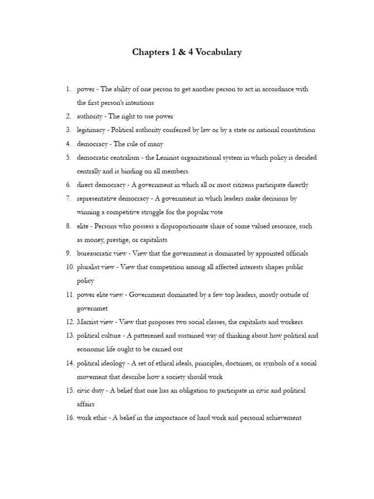 CH 1 & 4 Vocab Only | PDF
