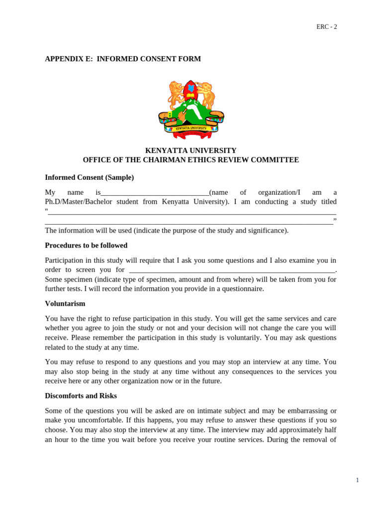 Informed Consent Form for Study Participation | PDF | Informed Consent ...