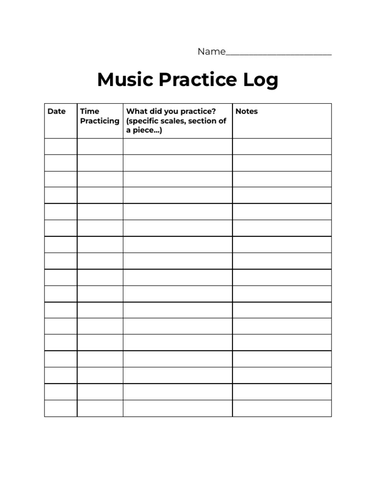 Music Practice Log | PDF