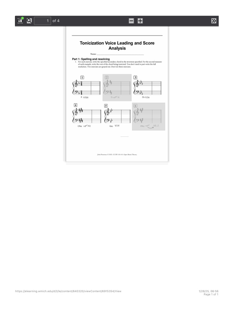 WK-TonicizationAnalysis - MUS-1610-SP25- Basic Music II | PDF