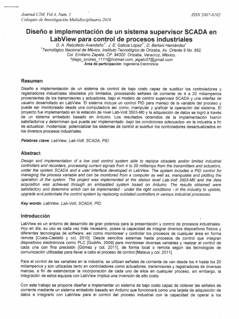 Diseño Control Scada Labview-Arduino | PDF