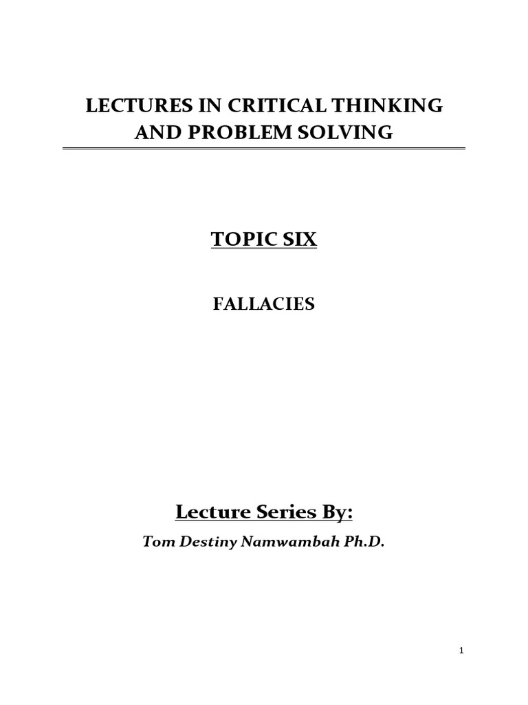 LESSON 6 - FALLACIES 2023 EDITION | PDF | Fallacy | Argument