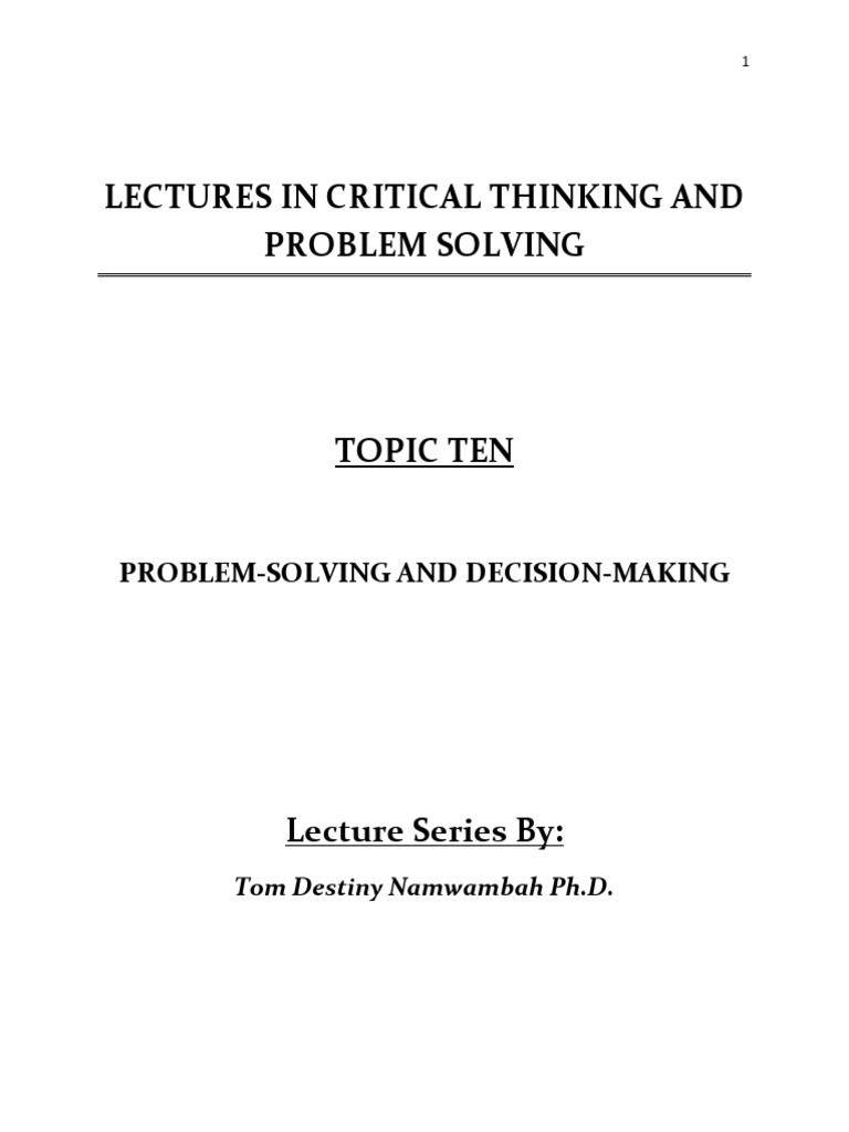 Lesson 9 - Problem Solving and Decision Making | PDF | Decision Making ...