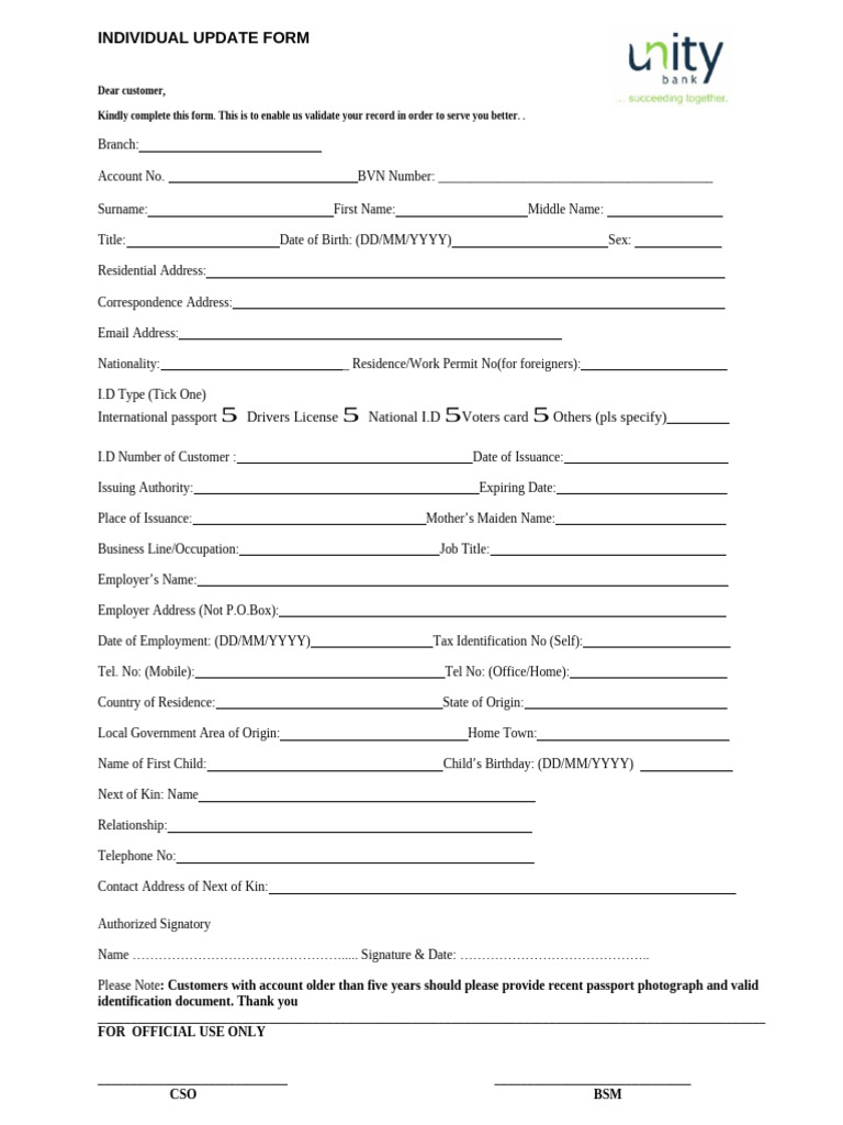 Customer Update Form-new (1) | PDF