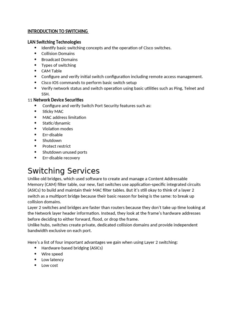 LAN Switching Concepts Guide | PDF | Network Switch | Computer Network