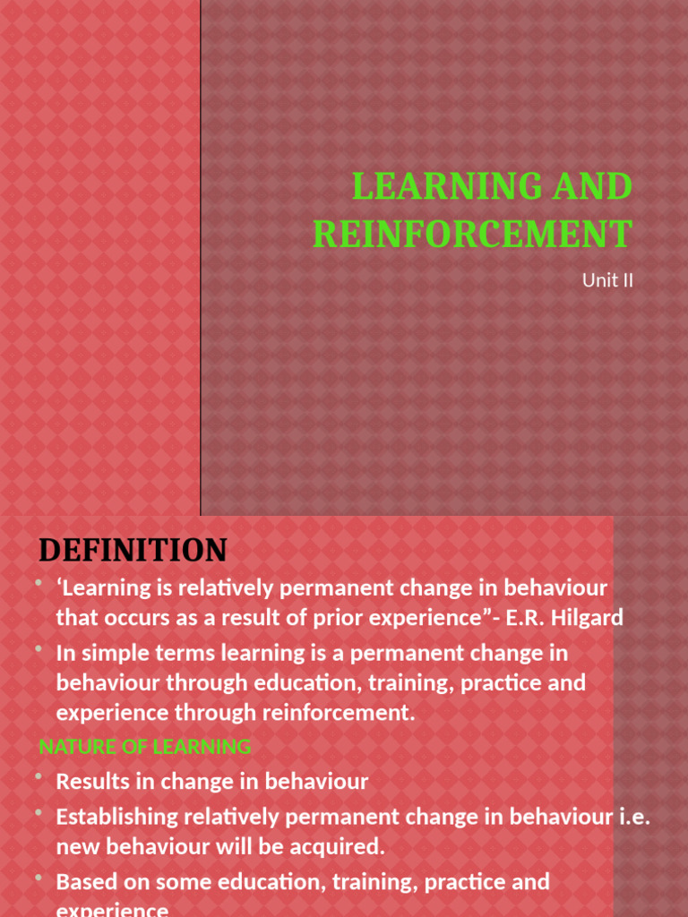 OB Learning and Reinforcement | PDF | Learning | Reinforcement