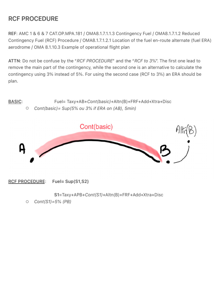 RCF Procedure in Aviation Fuel Planning | PDF