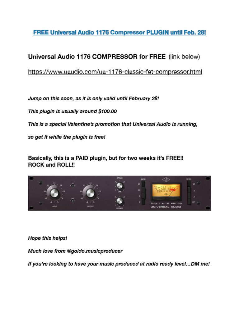 Free Universal Audio 1176 for Valentines | PDF