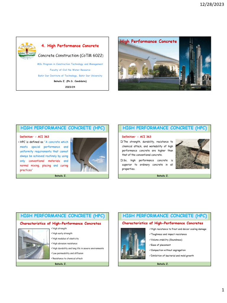 High Performance Concrete | PDF | Concrete | Cement