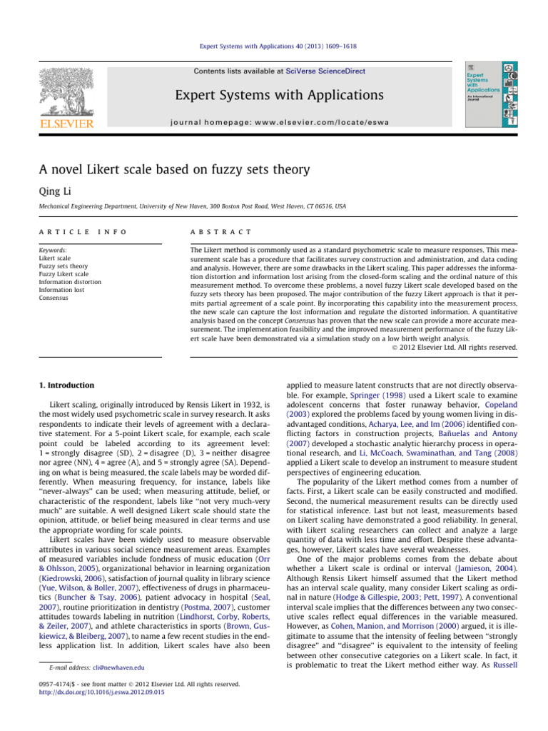 Fuzzy Likert Scale Theory | PDF | Fuzzy Logic | Likert Scale